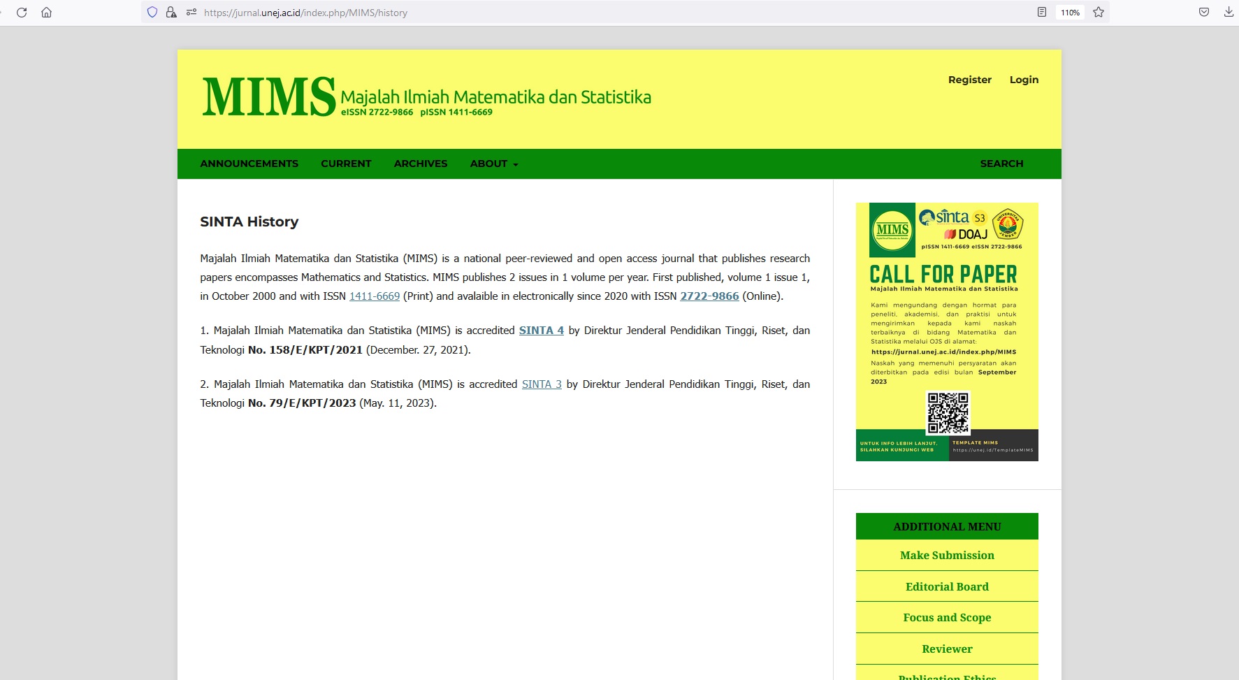 Journal of MIMS, Department of Mathematics, Faculty of Mathematics and ...